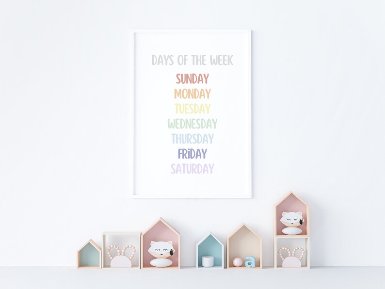 Rainbow Days of the Week Printable Wall Art, Educational Print ...