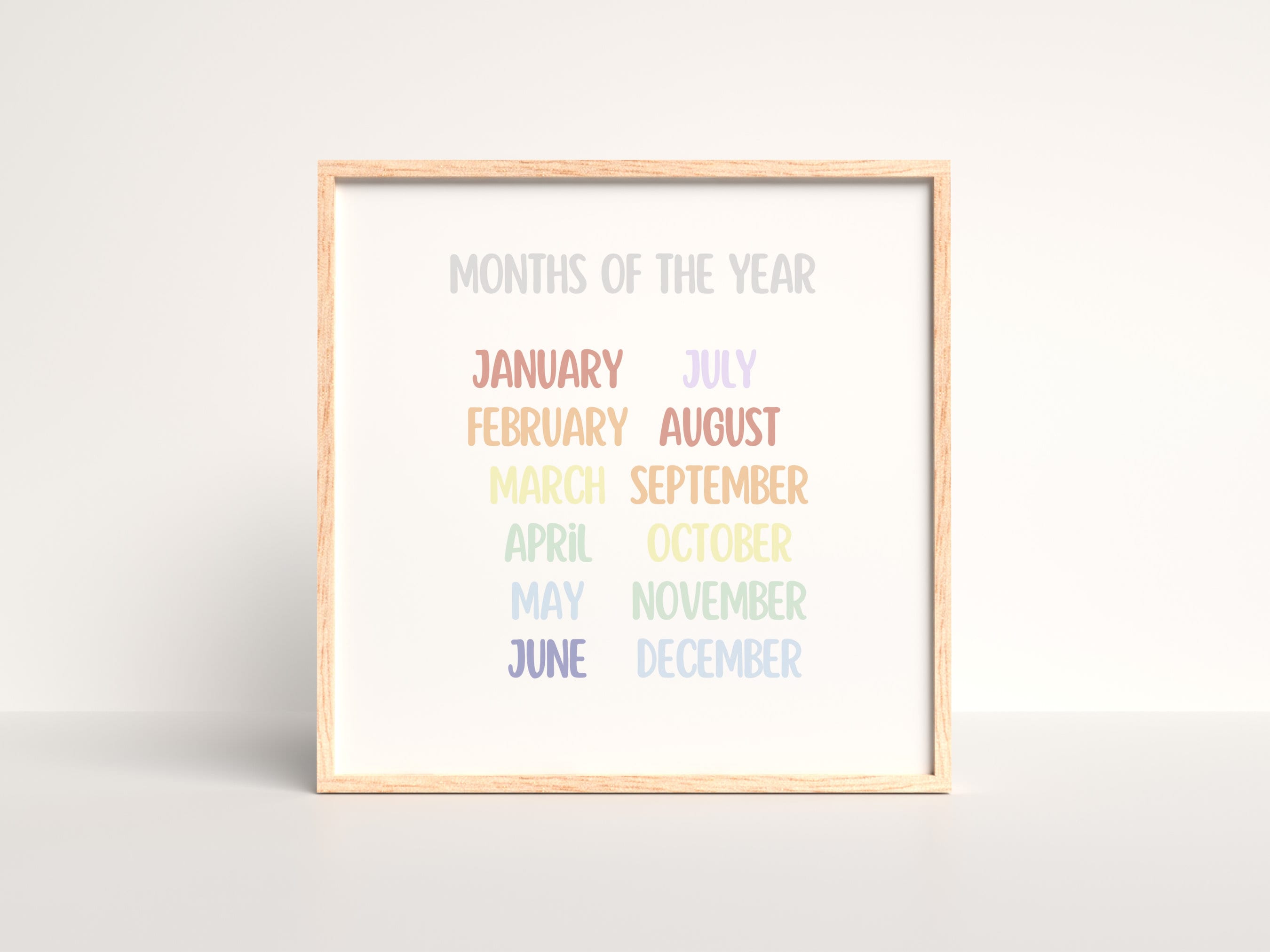 Rainbow Months of the Year Printable Wall Art, Educational Print ...