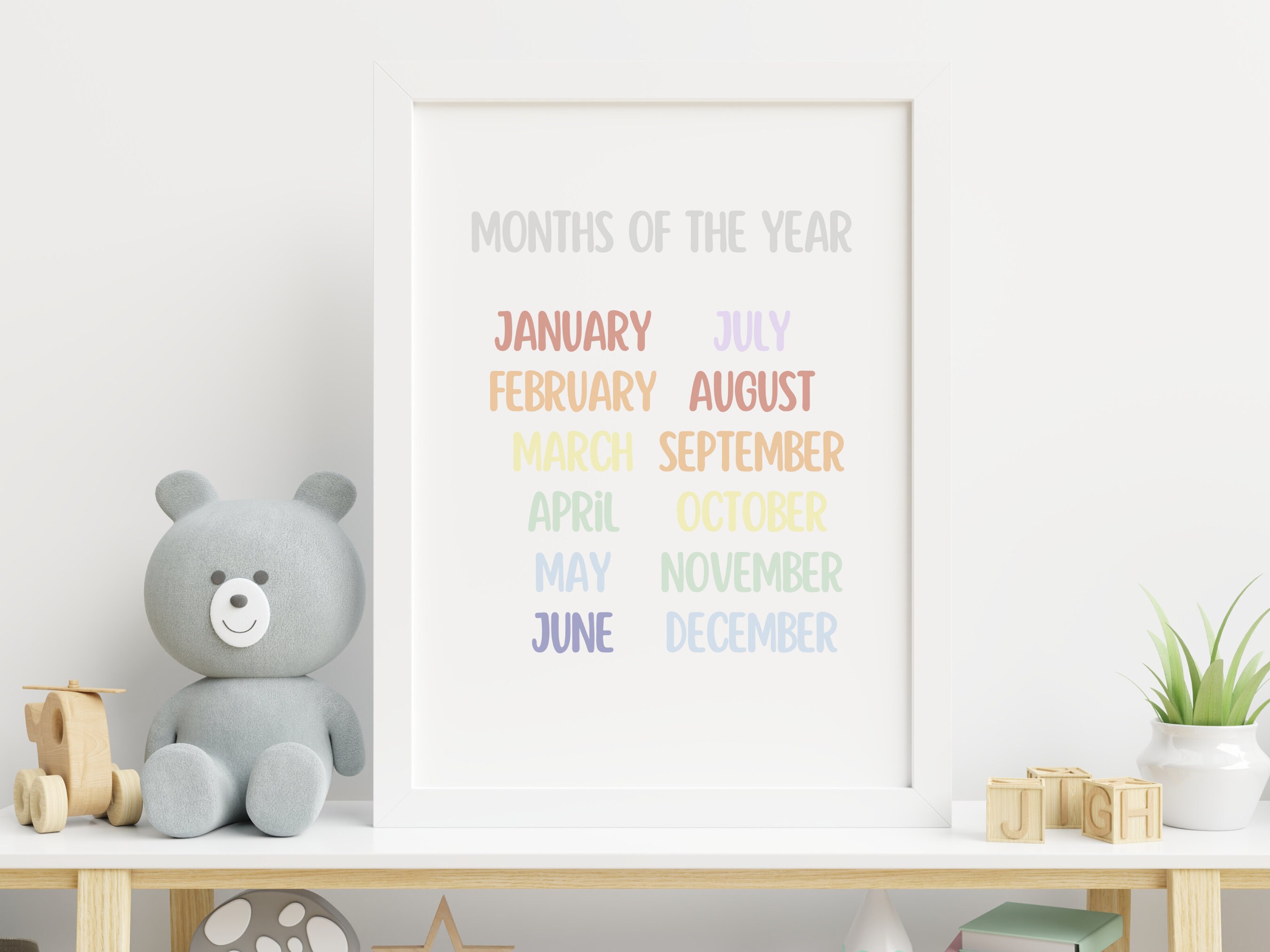 Rainbow Months of the Year Printable Wall Art, Educational Print ...