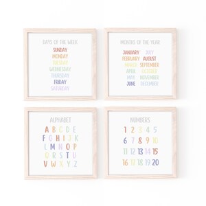 Colorful Educational Posters Set of 4, Kids Printable Wall Art, Inspo ...