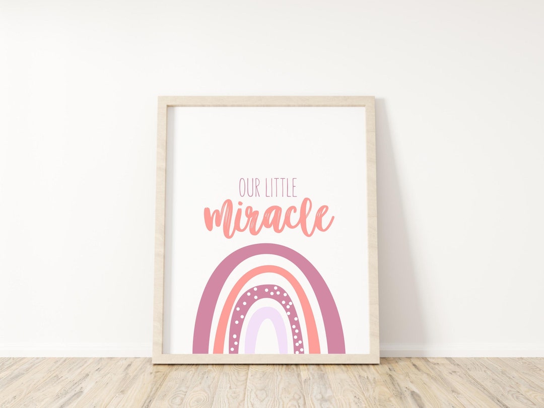 Our Little Miracle Rainbow Printable Wall Art, Purple and Pink, Kids ...