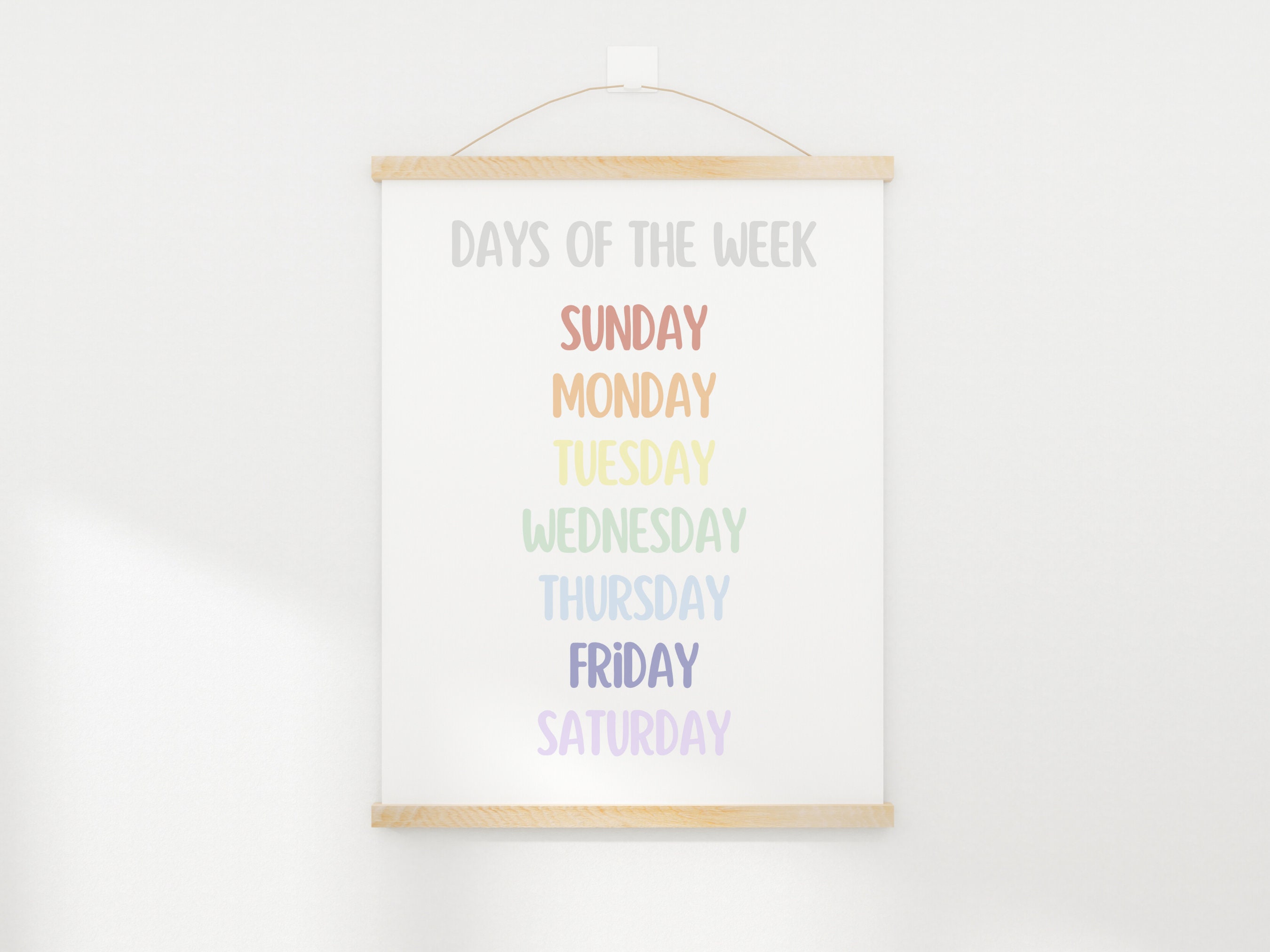 Rainbow Days of the Week Printable Wall Art, Educational Print ...