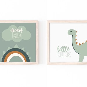 Rainbow Dinosaur Printable Wall Art Set of 2, Dino Room Decor, Kids Art ...