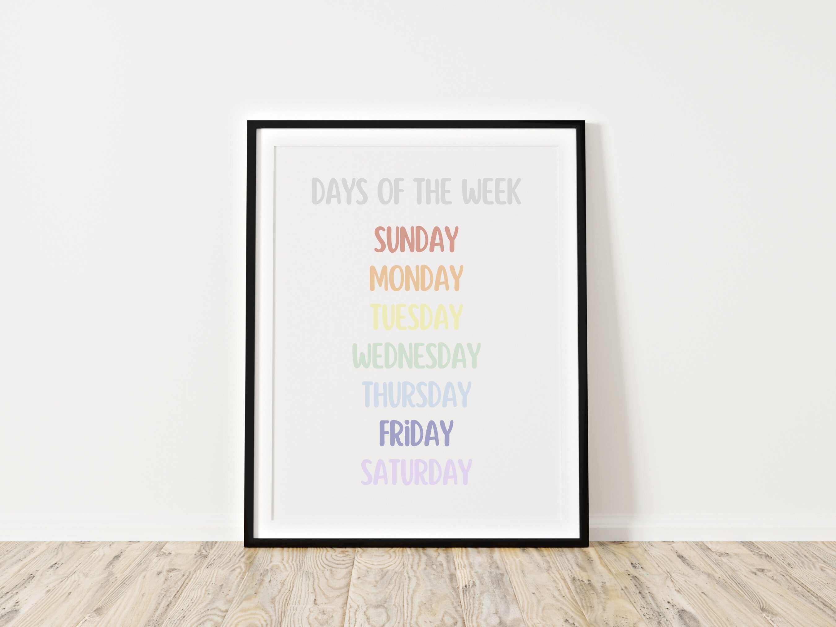 Rainbow Days of the Week Printable Wall Art, Educational Print ...