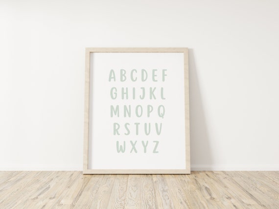 Alphabet Printable Wall Art Educational Print Green ABC - Etsy