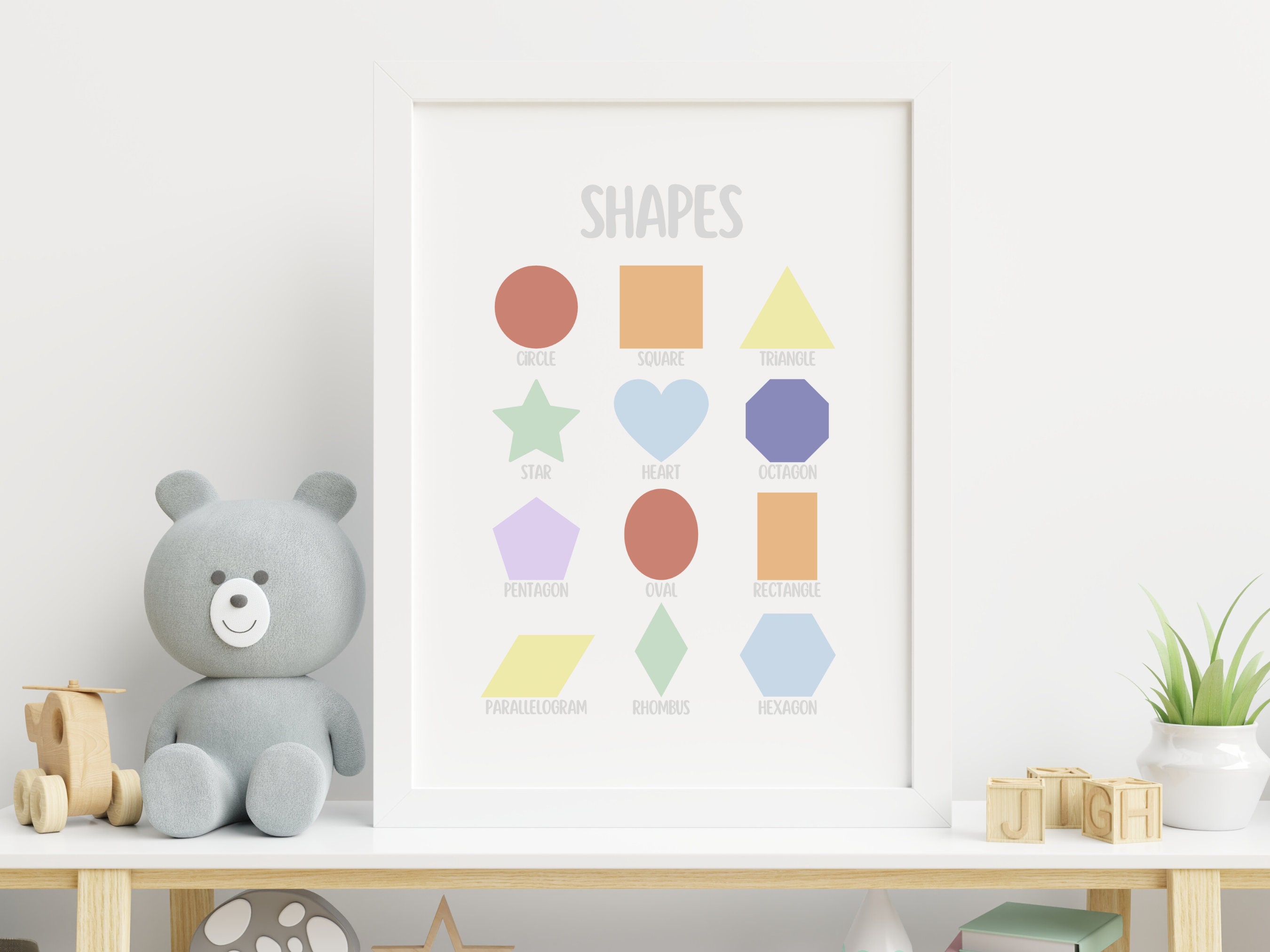 Rainbow Shapes Poster for Kids, Educational Print, Homeschool Resources ...