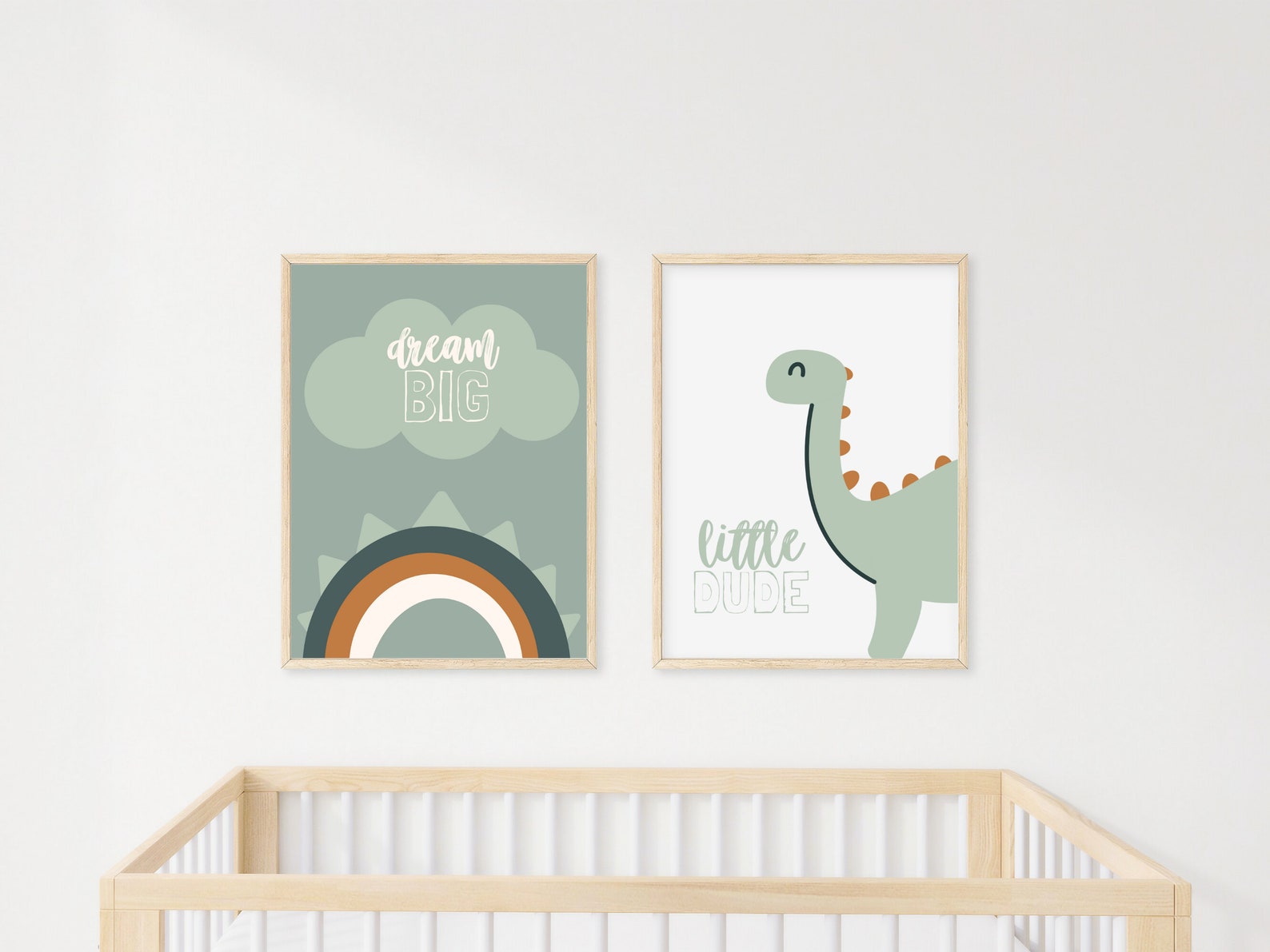 Rainbow Dinosaur Printable Wall Art Set of 2, Dino Room Decor, Kids Art ...