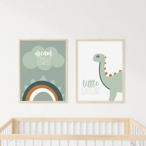 Rainbow Dinosaur Printable Wall Art Set of 2, Dino Room Decor, Kids Art ...