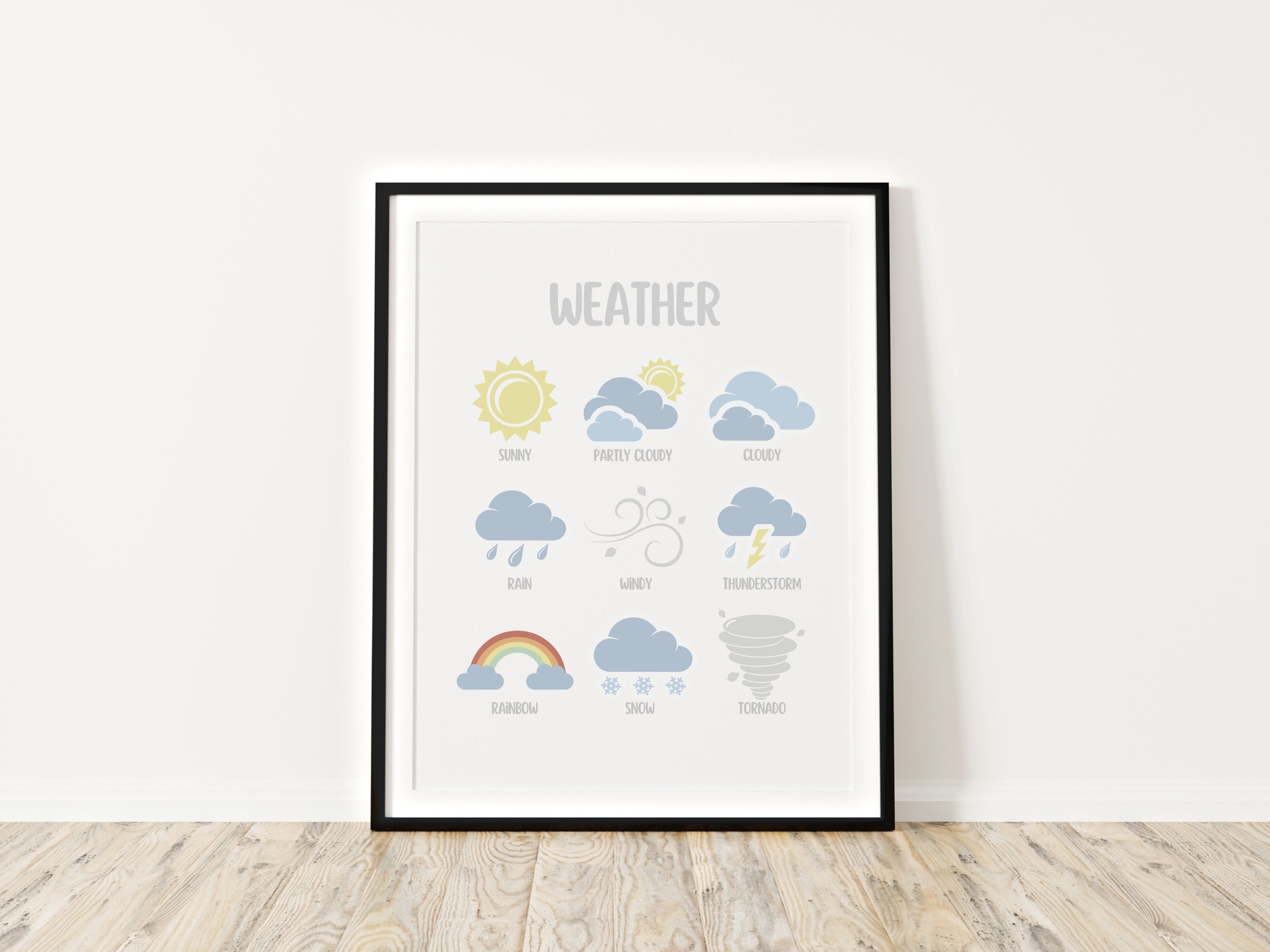 Weather Chart Printable Wall Art, Educational Print, Classroom Wall Art ...