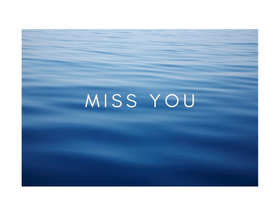 MISS YOU Digital Postcard PDF Printable, Blue With White Border - Etsy