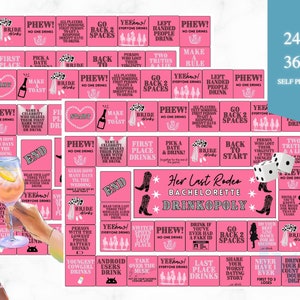 Her Last Rodeo Cowboy Themed Bachelorette Drinking Game Board Digital ...