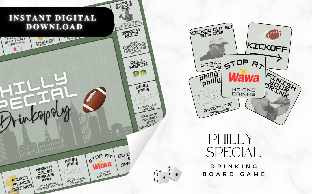 Philly Special Themed Drinking Game Board Digital Download - Etsy