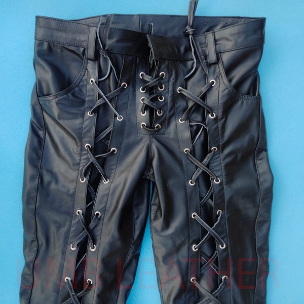 Leather Lace up Pants - Etsy