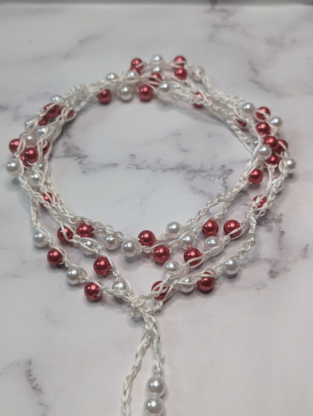 Boho Pearl Beaded Crochet Wrap Necklace - Handmade Bohemian Chic ...