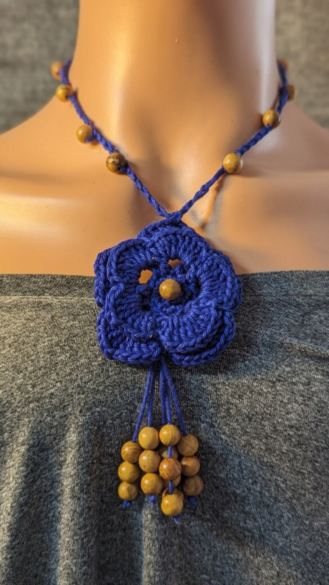 Crochet Flower Necklace: Beaded Boho Cotton Choker - Etsy