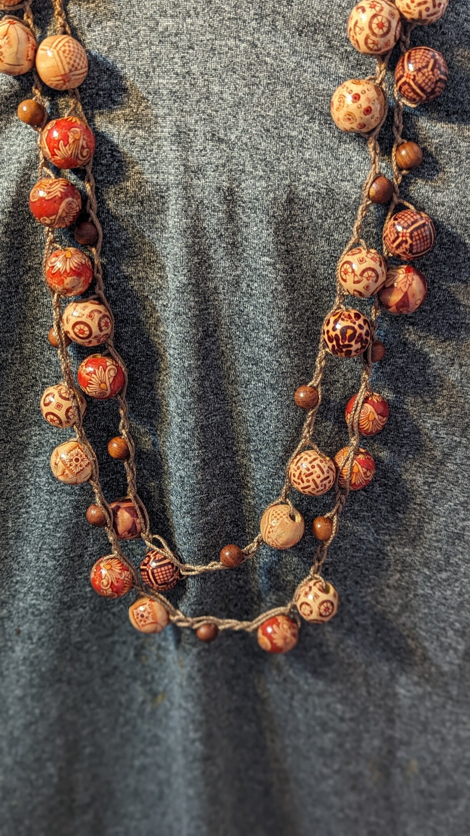 Boho Crochet Necklace With Bold Wooden Beads Handmade Bohemian Jewelry ...