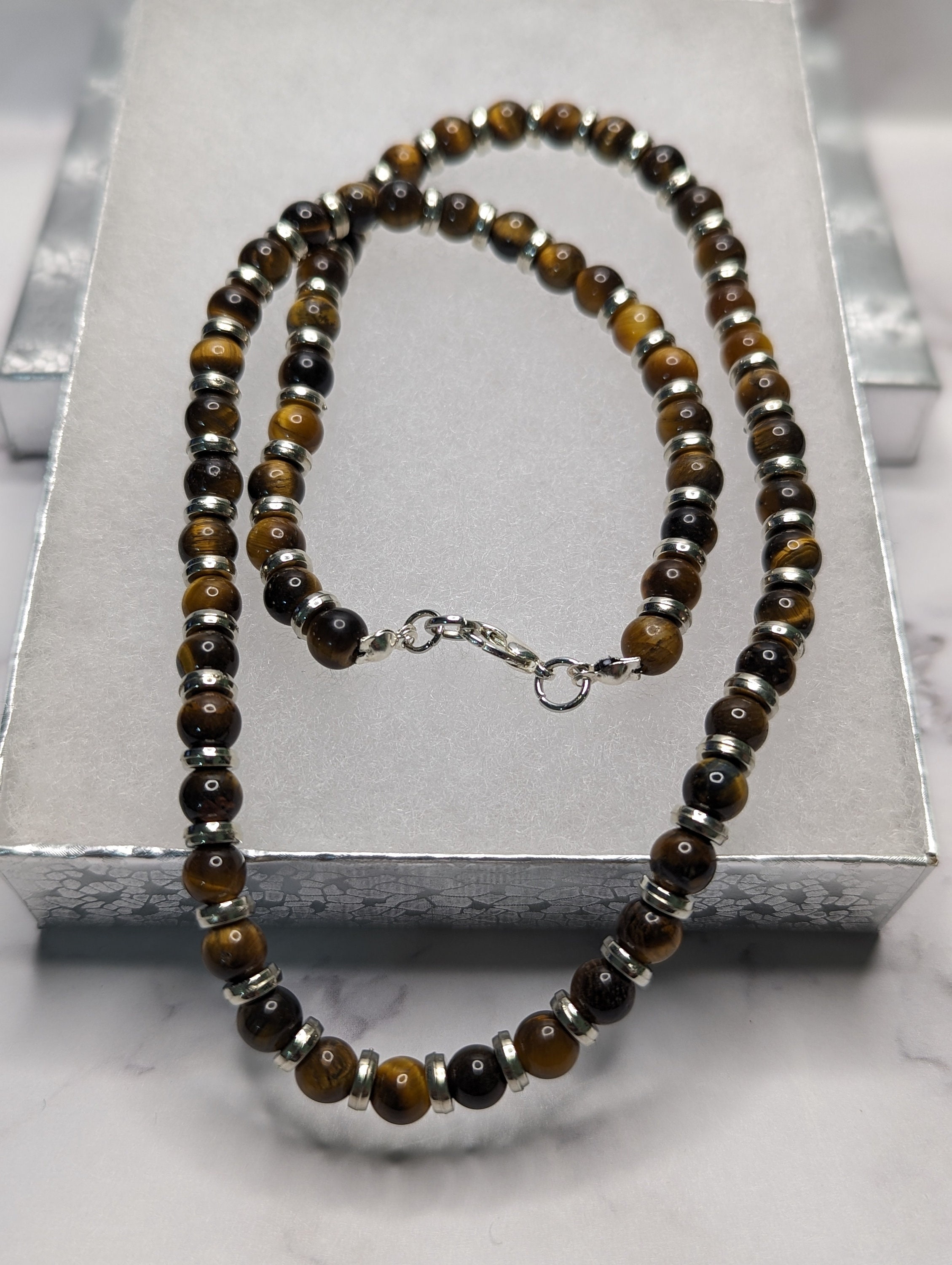 Tigers Eye Men's Necklace Handmade Gemstone Jewelry Natural Stone ...