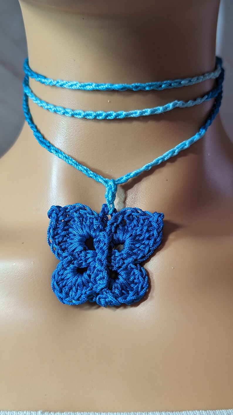 Long Crochet Butterfly Necklace,blue Crochet Butterfly Necklace,wrap ...