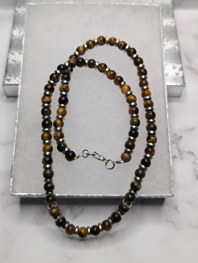 Tigers Eye Men's Necklace Handmade Gemstone Jewelry Natural Stone ...