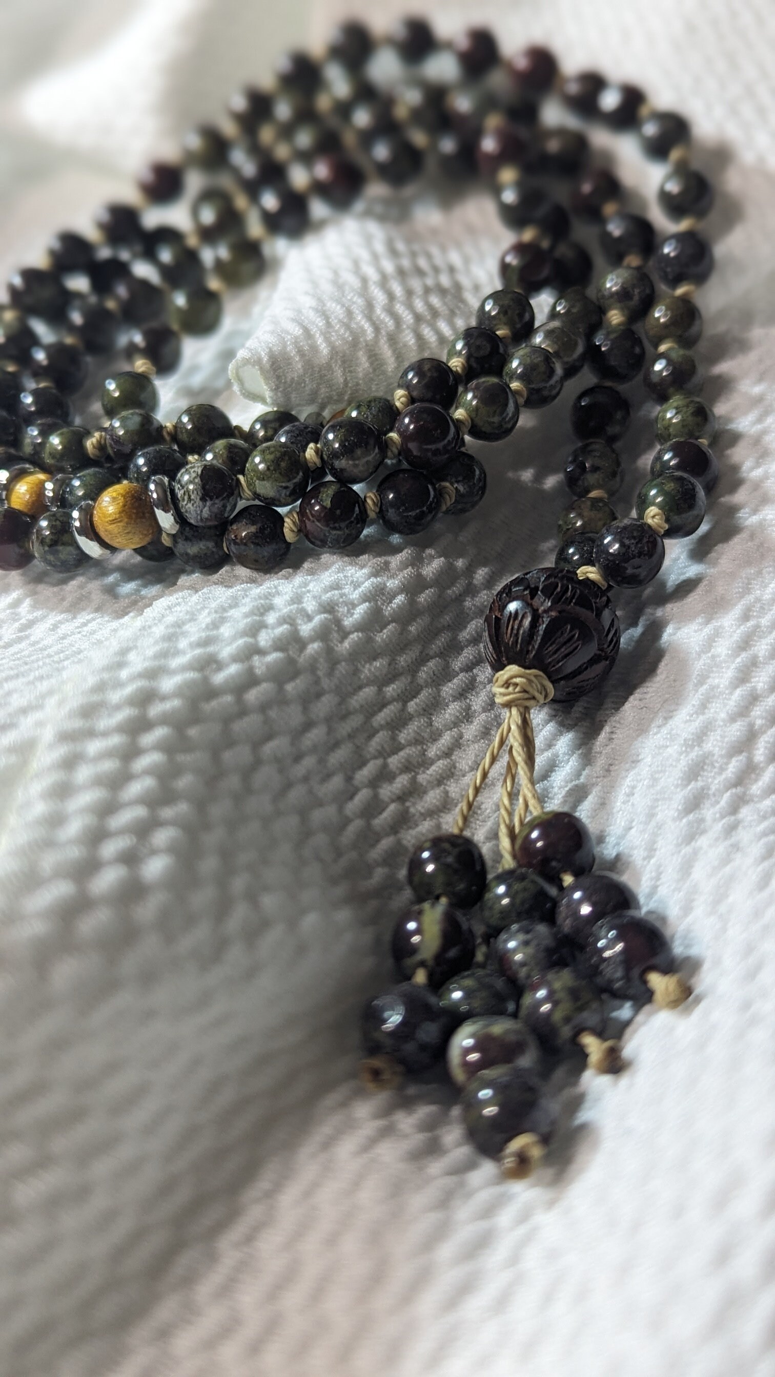 6mm Bloodstone Hand Knotted Tibetan Mala,108 Bloodstone Mala With Guru ...