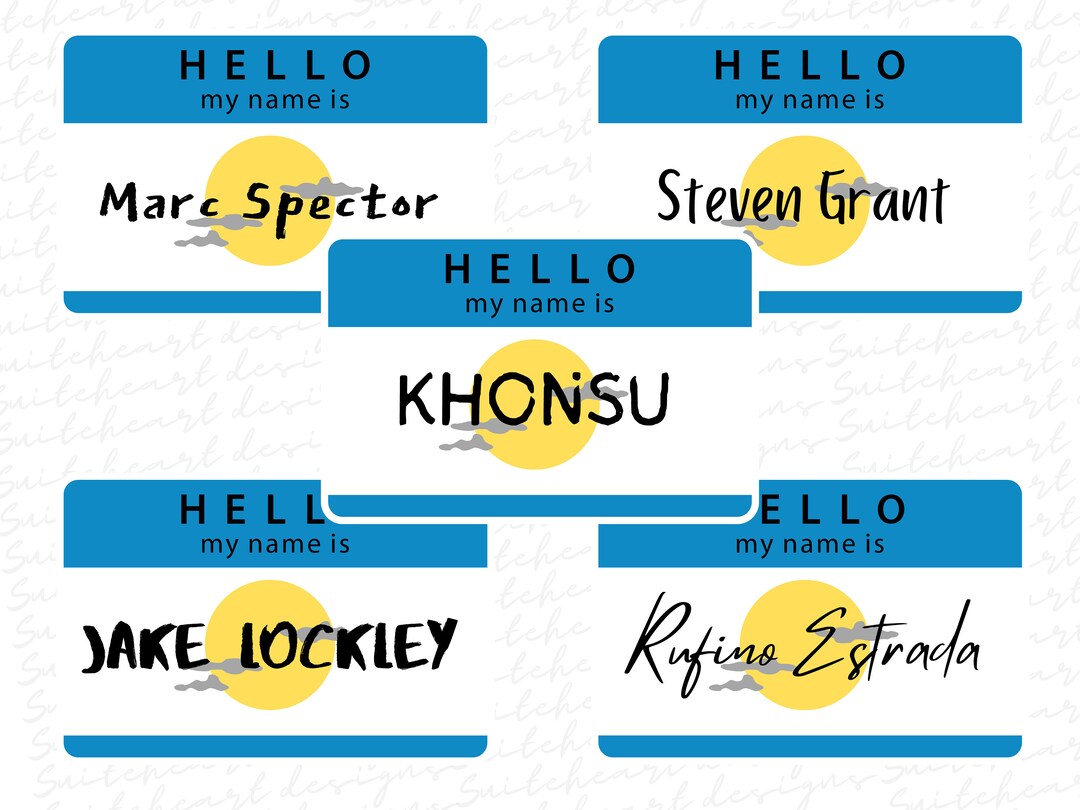 Moon Knight Name Tags Marc Spector, Steven Grant, Jake Lockley, Khonsu ...