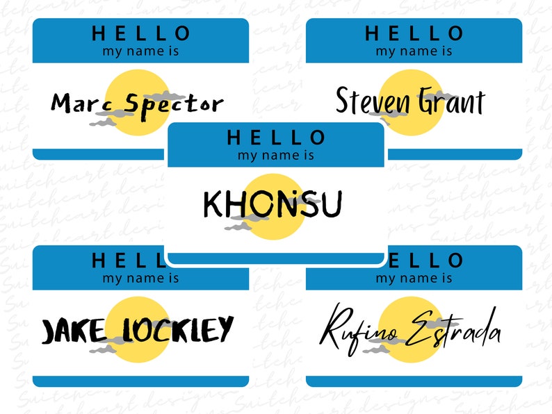 Moon Knight - Name Tags- Marc Spector, Steven Grant, Jake Lockley ...