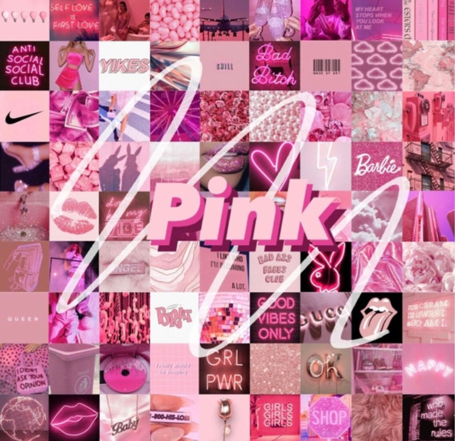 Pink Baddie Wall Art Collage - Etsy