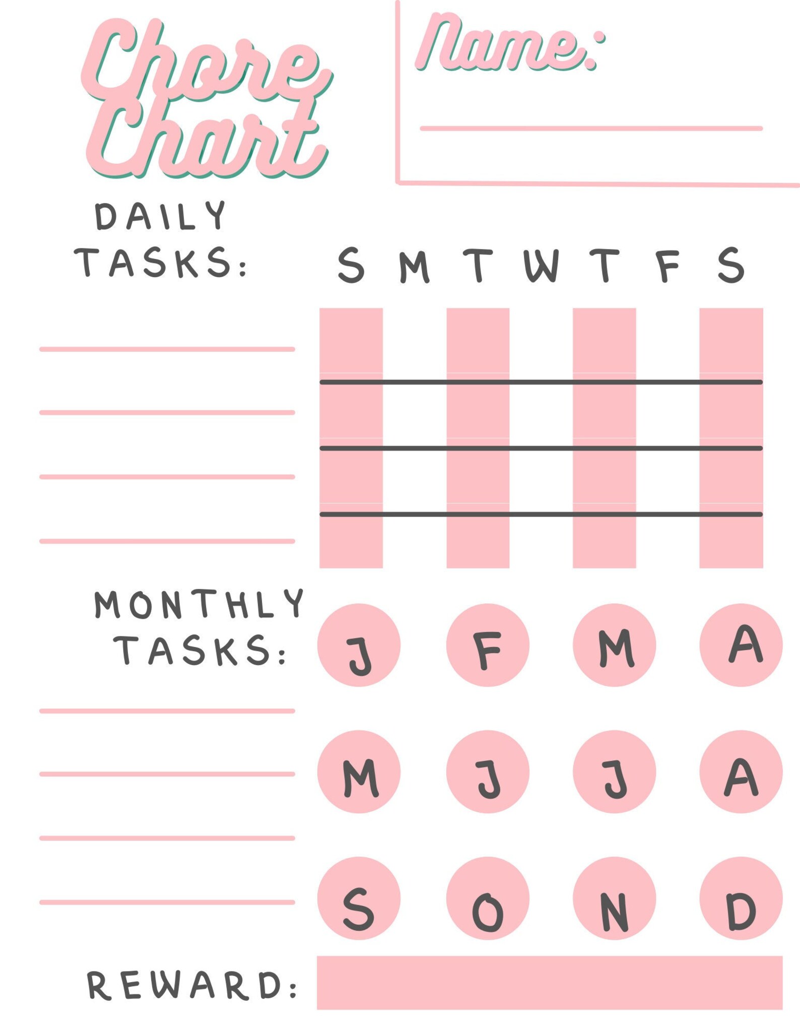 Printable Chore Chart for Kids | Printable Chore Chart | Printable ...