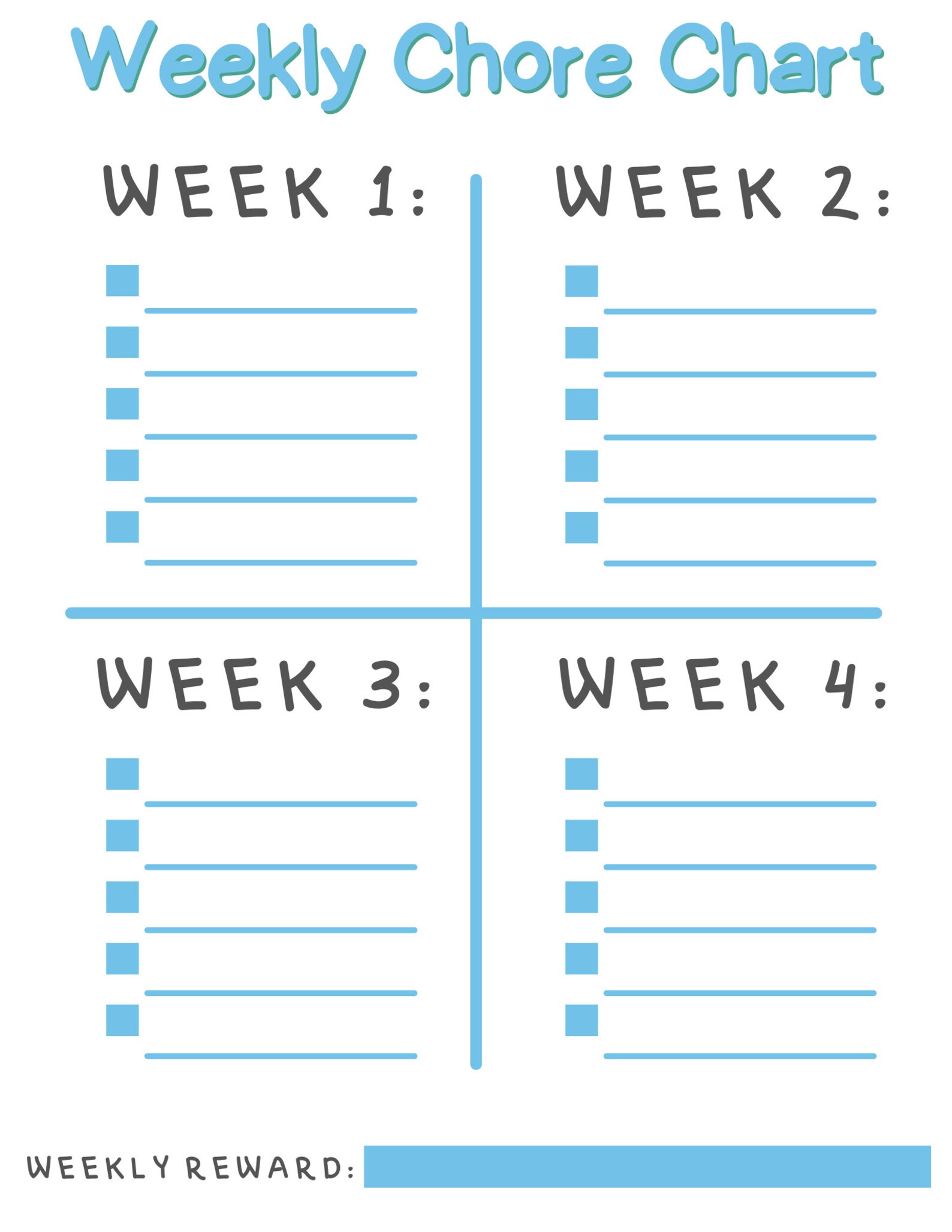 Printable Chore Chart | Chore Chart for Kids | Chore Chart for Toddlers ...