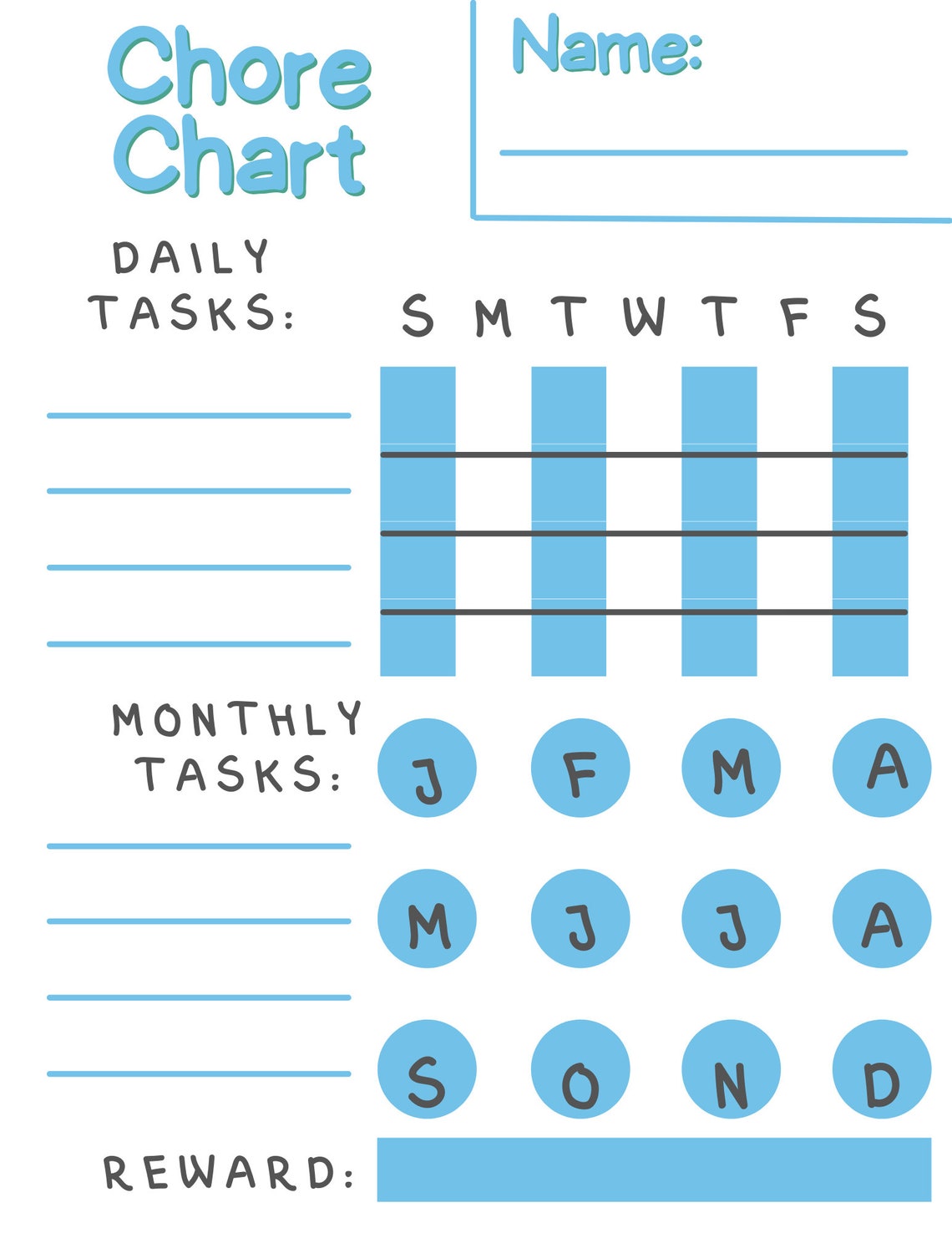 Printable Chore Chart | Chore Chart for Kids | Chore Chart for Toddlers ...