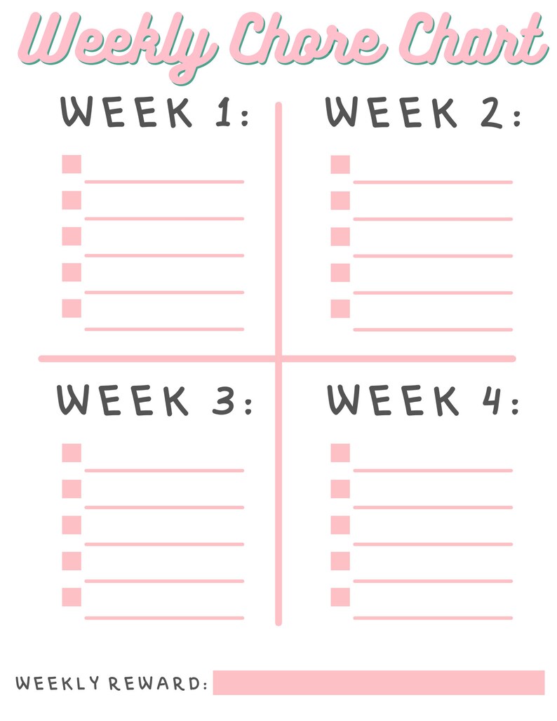 Printable Chore Chart for Kids | Printable Chore Chart | Printable ...