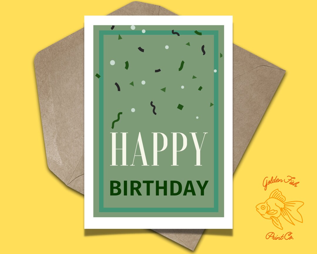 Printable Green Birthday Card - Etsy