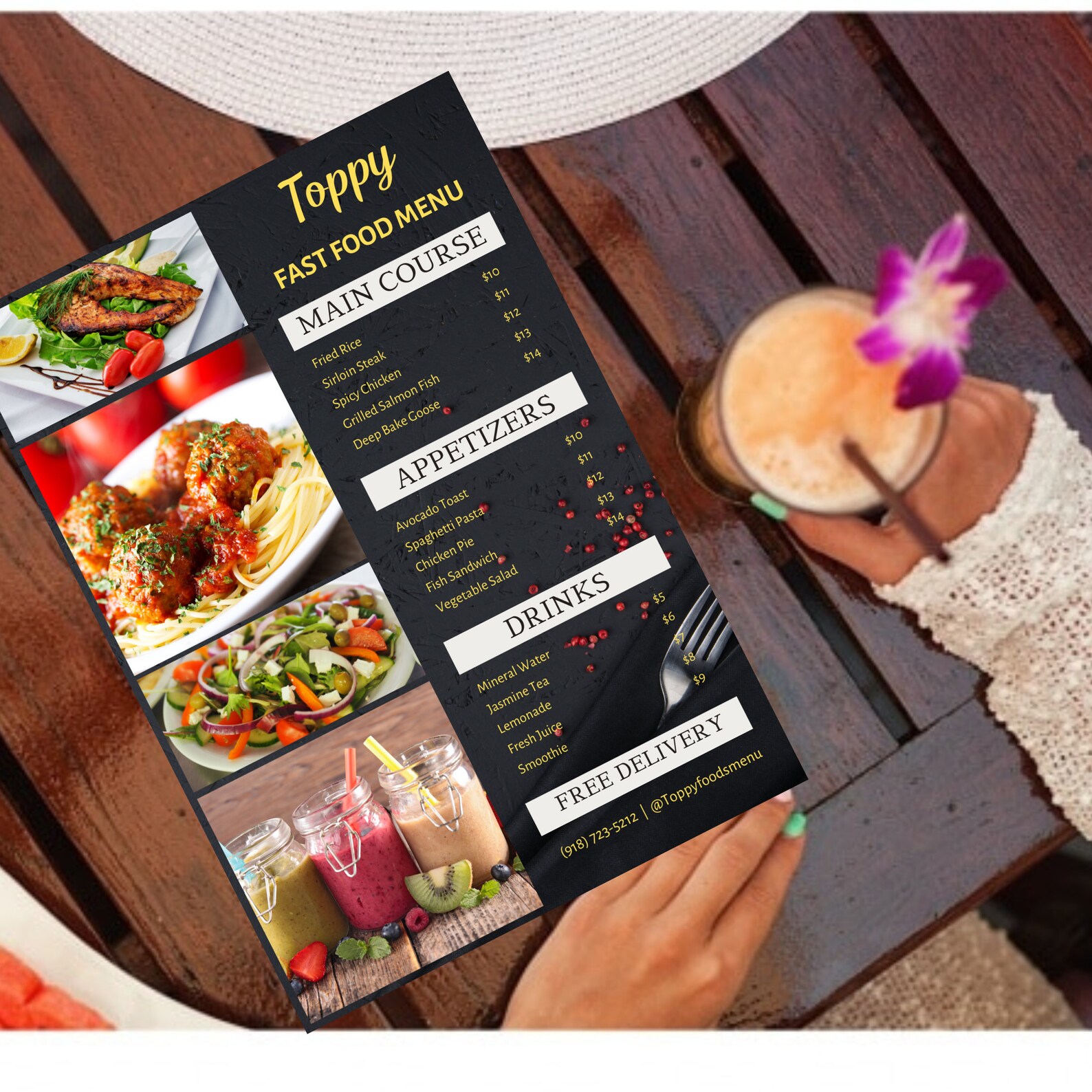 Restaurant Menu Template: Main Course, Appetizer, & Drinks - Modern ...