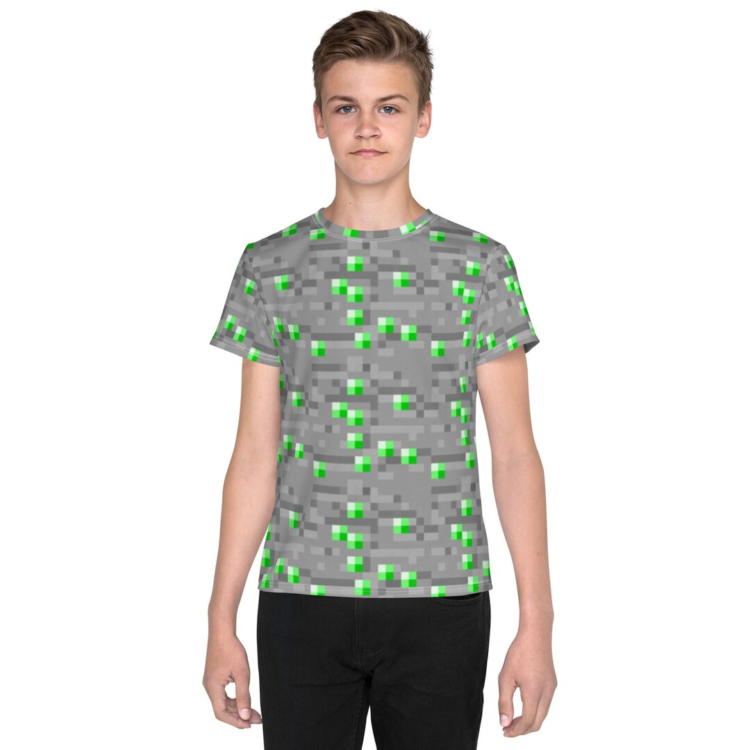 Minecraft Inspired Youth Tee: Emerald Block Design, Soft & Durable ...