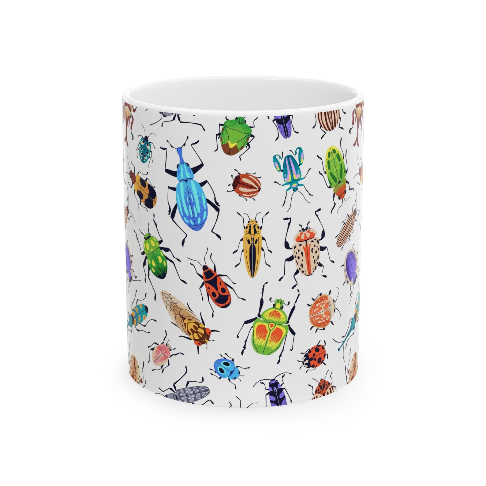 Colorful Bugs Mug, Bugs Mug, Cute Mug, Beetles Mug, Coffee Mug, Ceramic ...