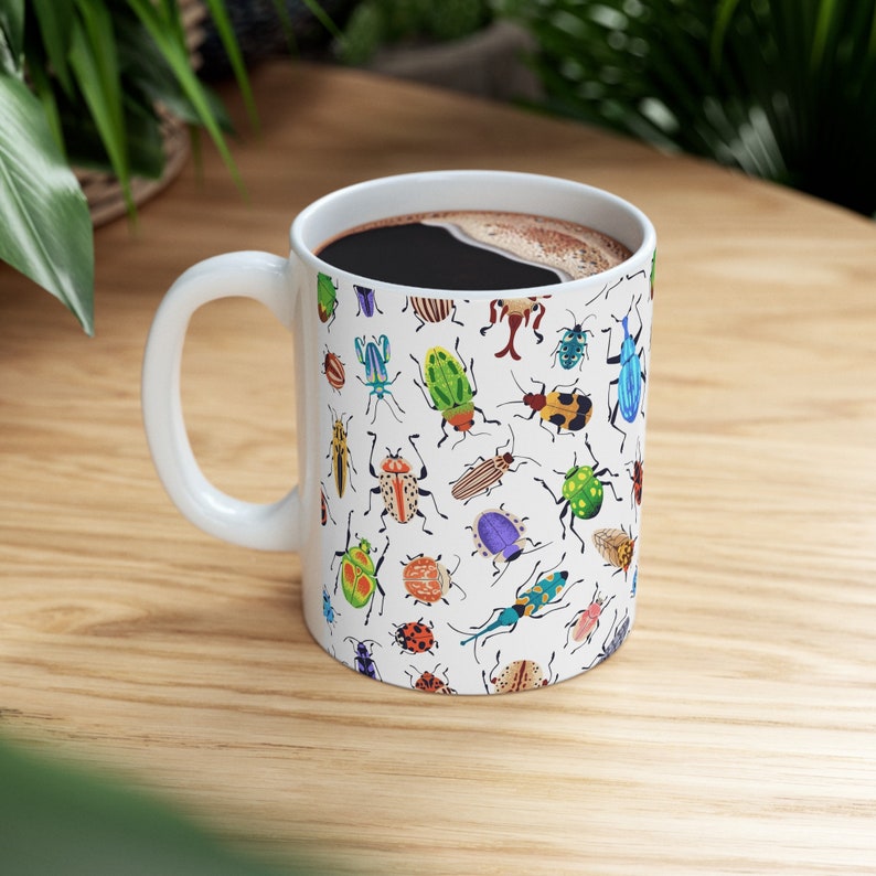 Colorful Bugs Mug, Bugs Mug, Cute Mug, Beetles Mug, Coffee Mug, Ceramic ...