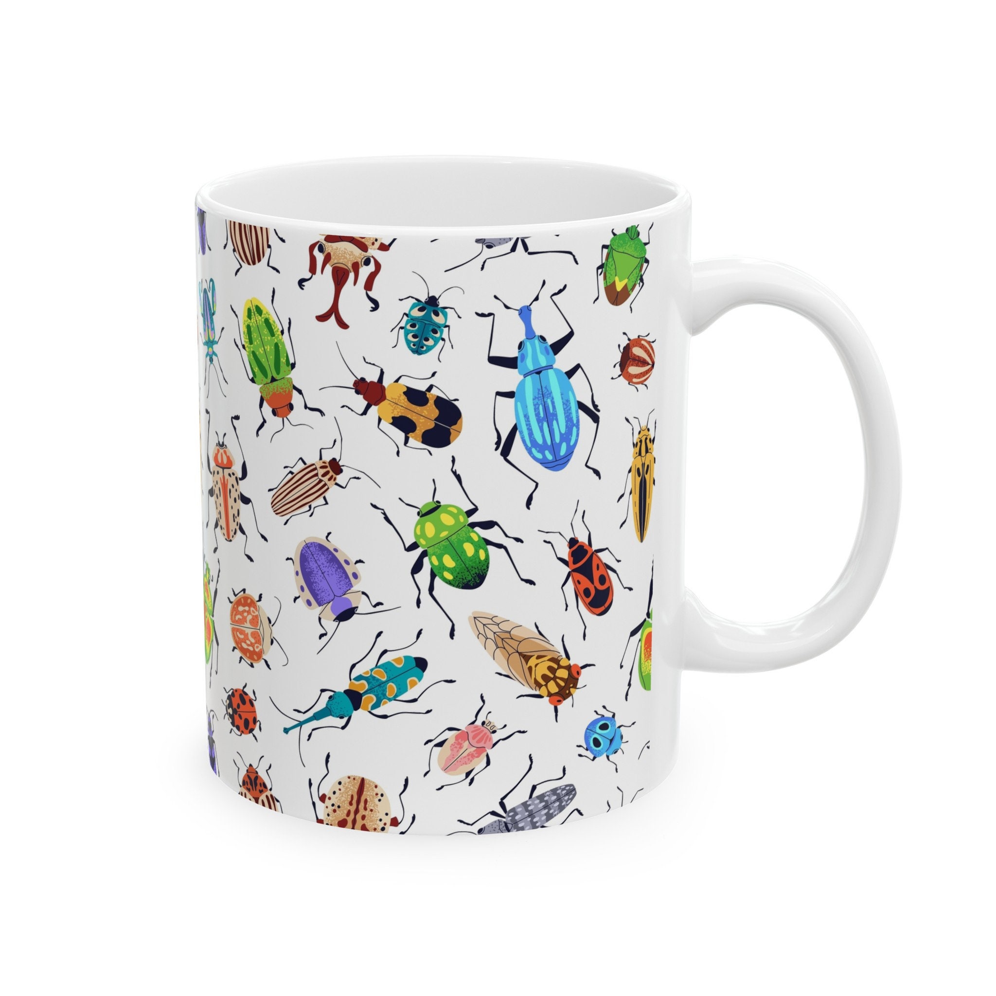 Colorful Bugs Mug, Bugs Mug, Cute Mug, Beetles Mug, Coffee Mug, Ceramic ...