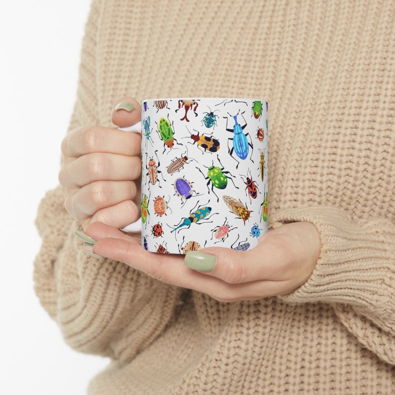 Colorful Bugs Mug, Bugs Mug, Cute Mug, Beetles Mug, Coffee Mug, Ceramic ...