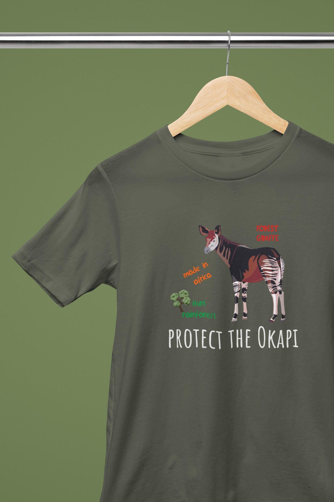 Protect the Okapi Shirt, Conservation T-shirt, Animal Shirt, Rainforest ...