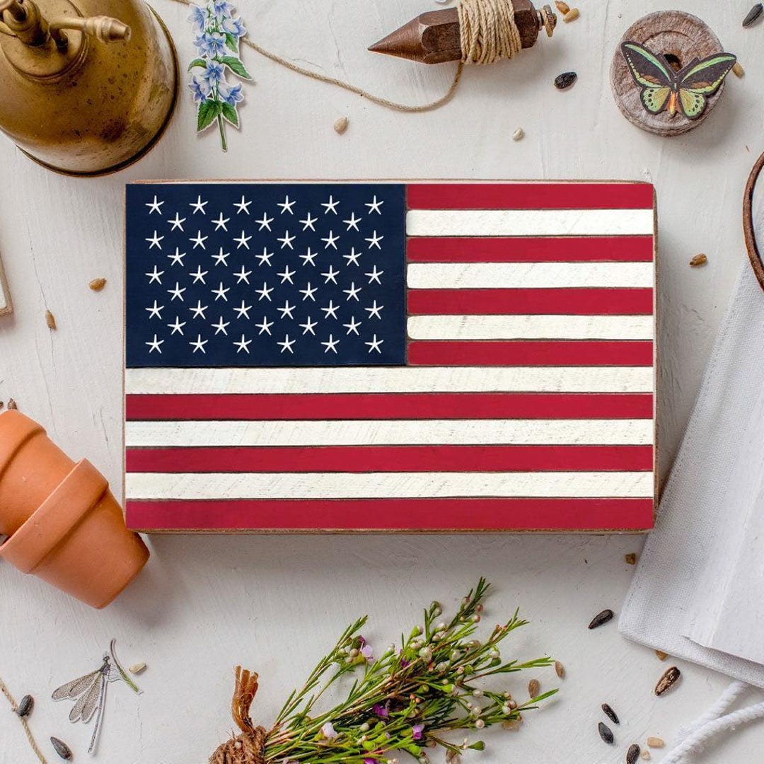 Handcrafted Wood American Flag Block: Coastal Americana Decor - Etsy