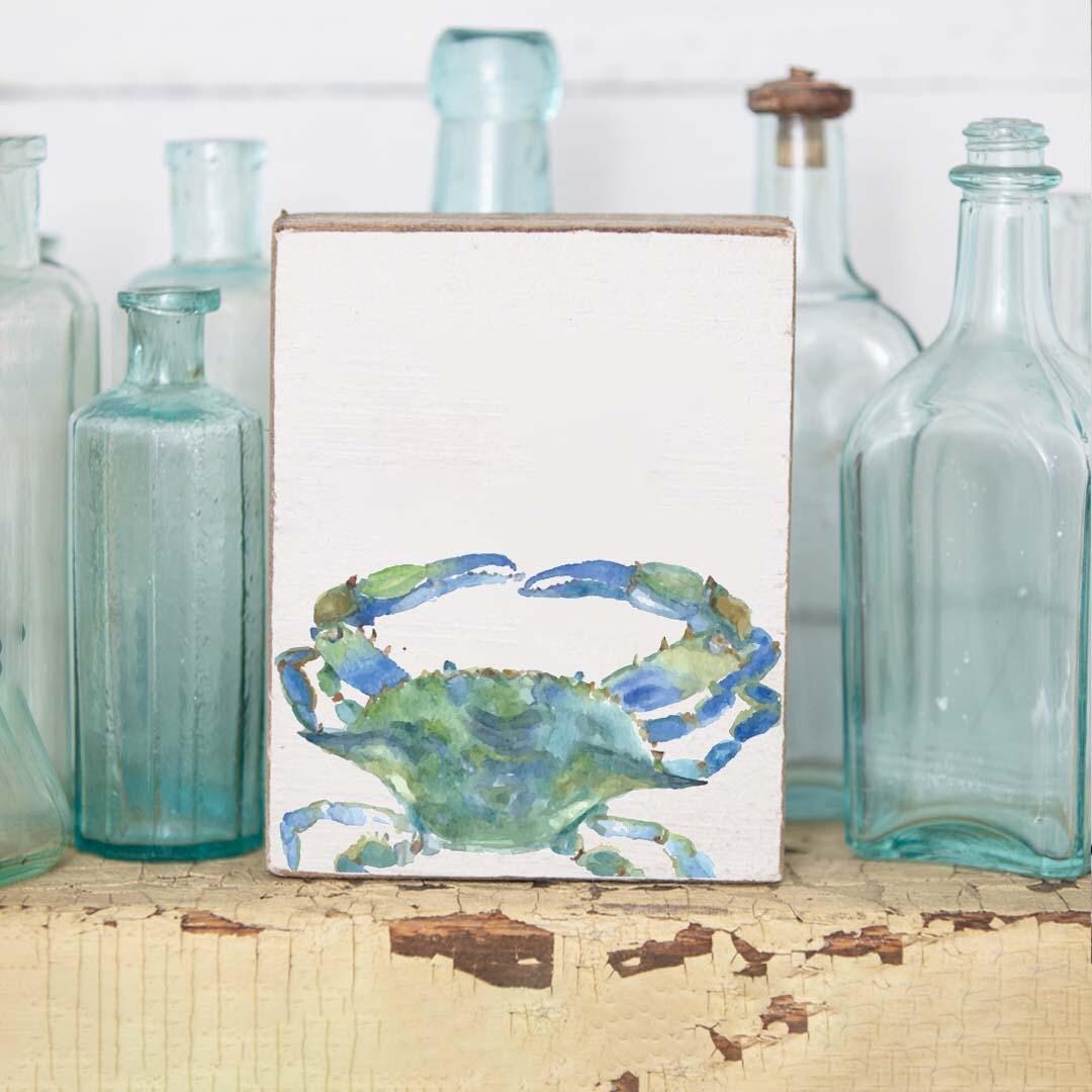 Handcrafted Crab Wooden Block | Coastal Decor, Beach House Accent ...