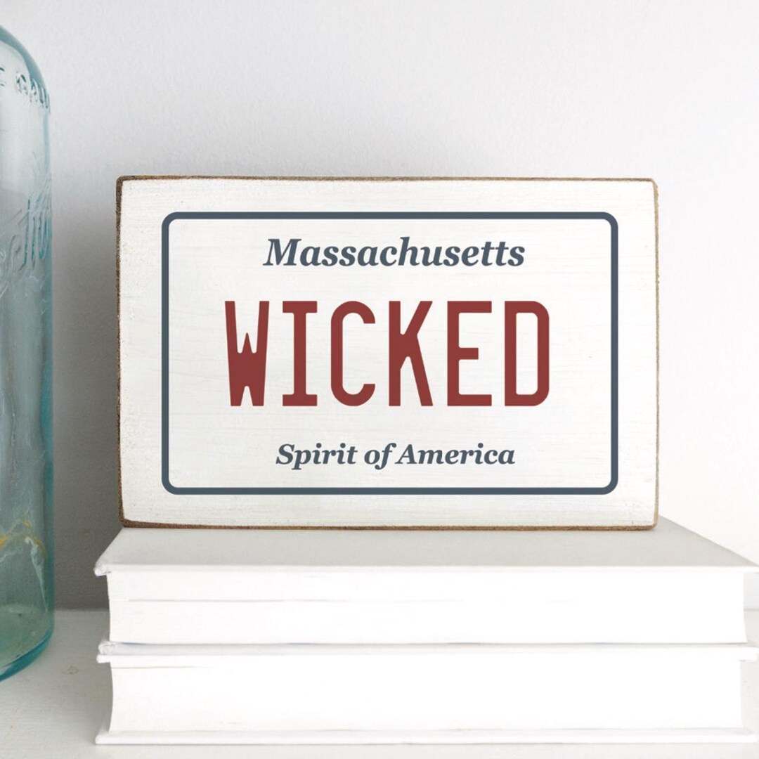 Wicked License Plate Wooden Block Sign | Rustic Barn Wood Décor ...