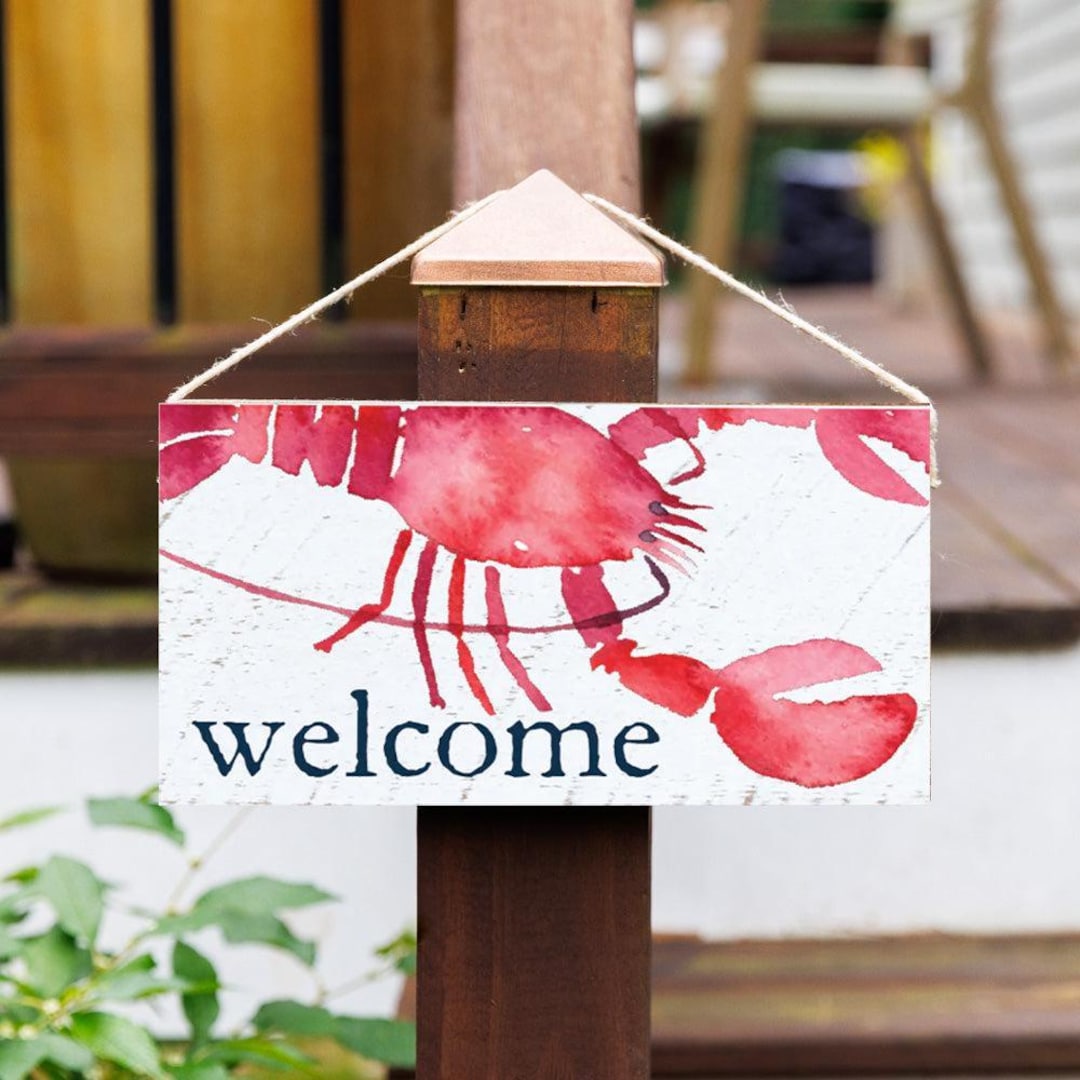 Welcome Lobster Twine Sign | Coastal Decor for Beach House ...
