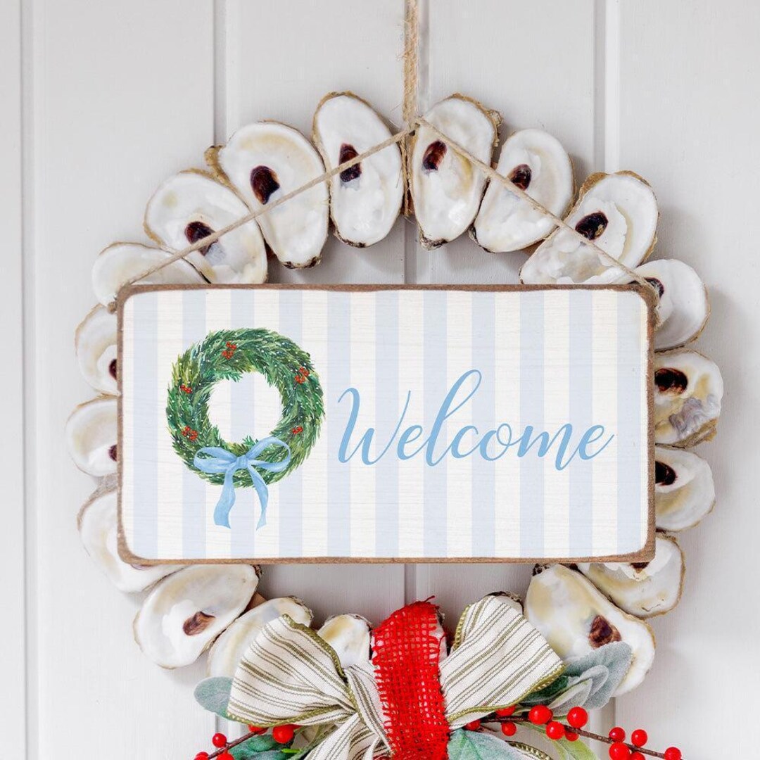 Rustic Barn Wood Twine Sign - Blue Ribbon Wreath Decor for Home ...