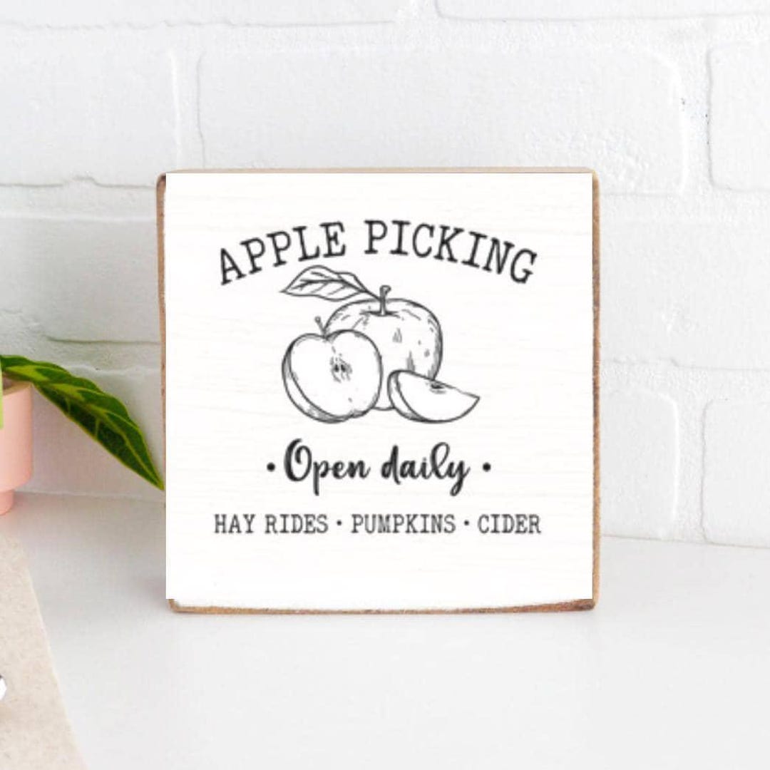 Open Daily Apple Picking Barn Wood Sign | Rustic Fall Decor | Farmhouse ...