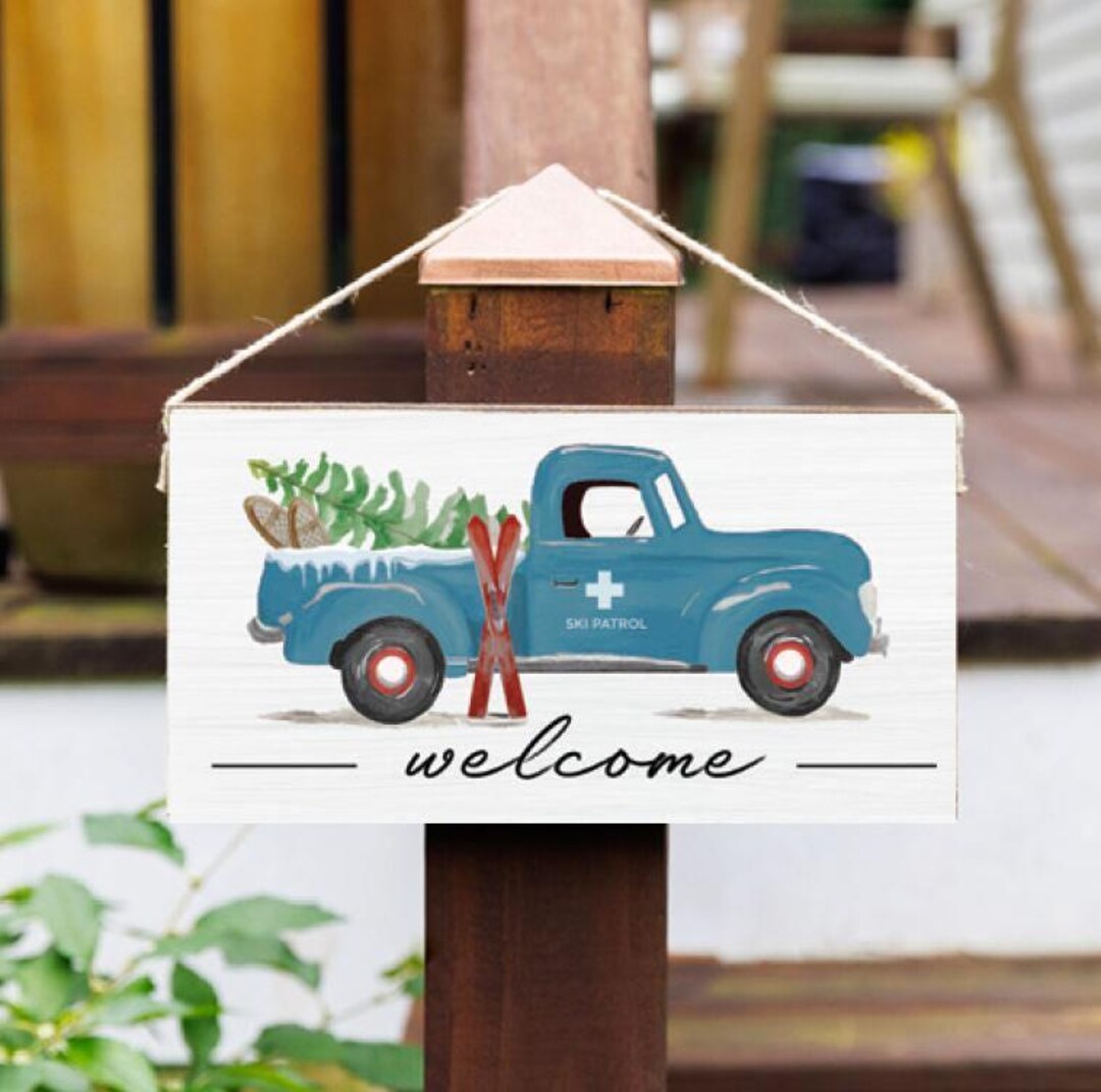 Handcrafted Welcome Sign for Ski Patrol | Rustic Twine Decor for Cabin ...