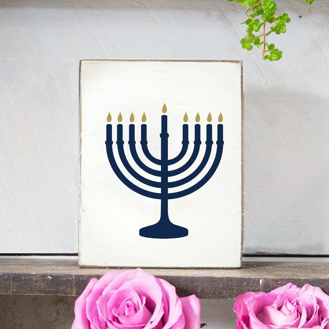 Handcrafted Wooden Menorah Block | Rustic Decor for Hanukkah | Unique ...