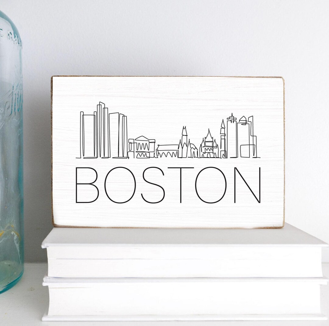 Handcrafted Barn Wood Boston Skyline Block: Rustic Shelf Decor - Etsy