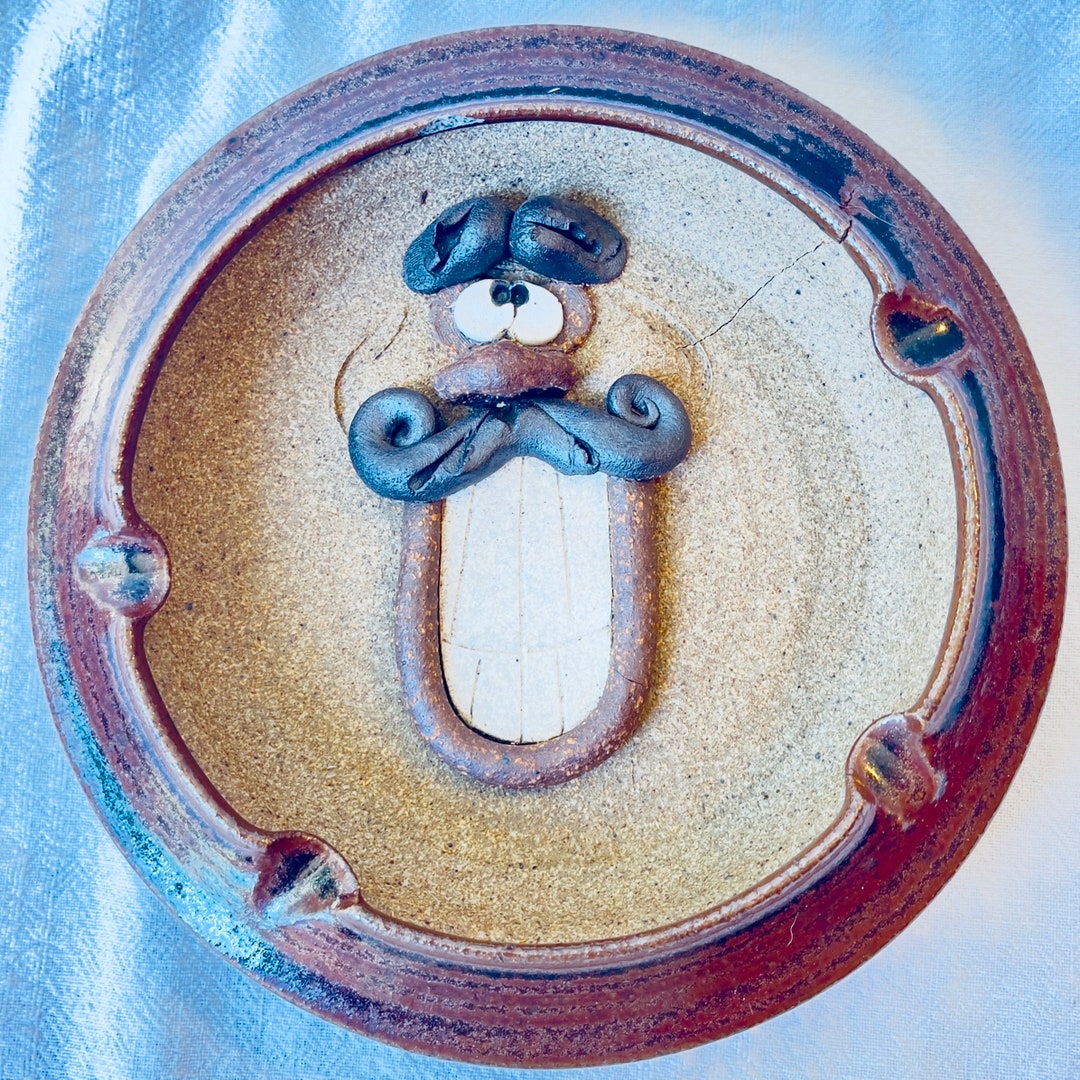 Vintage 70's/80s Mahon Stoneware Mystache Man Stoneware Ashtray - Etsy