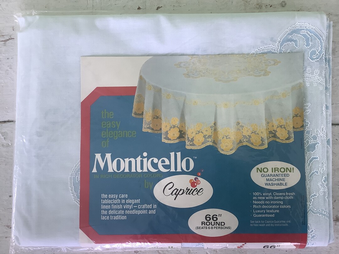 Vintage Monticello by Caprice Vinyl Tablecloth/66 Inch Round/lace ...